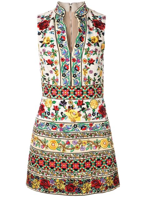 Aliceolivia Floral Embroidered Dress Multicolour Embroidered Dress
