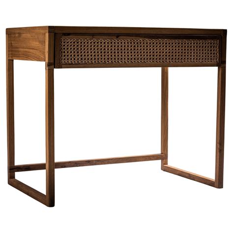 The Square Desk With 3 Drawers Solid Brazilian Wood And Straw For