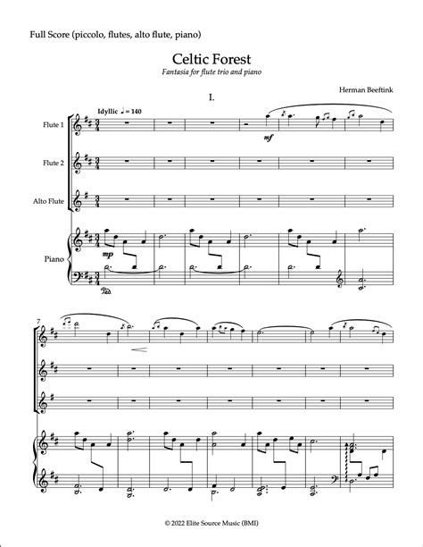 Celtic Forest For Flutepicc Flute Alto Flute And Piano By Herma