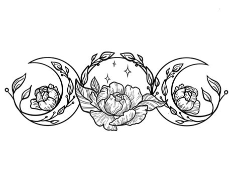 Triple Moon Fantasy Art Sketch Digital Download Etsy