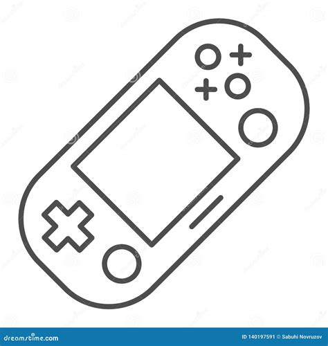 Handheld Game Console Thin Line Icon Portable Game Pad Vector