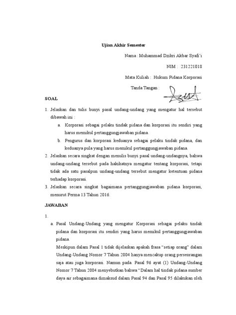 muhammad dzikri akbar syafi i 231221018 uas pidana korporasi pdf