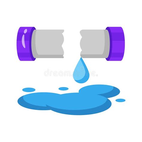 Plumbing Failure Cracked Water Pipe Broken Pipe 2d Style Vector