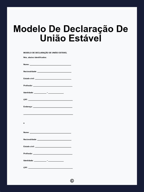 Modelo De Declaração De União Estável