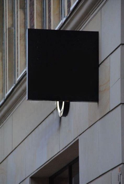 Black Square Sign Mockup On Building
