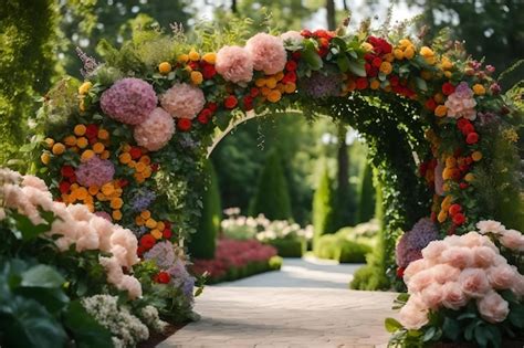 Premium Ai Image Flowers On A Arch That Says Spring