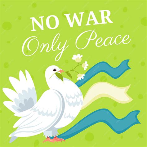 Premium Vector No War Only Peace White Dove With Flower Branch