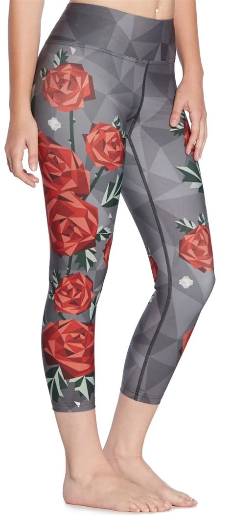 Mwbay Womens Solid Rose Print Capri Pants Tight Fitting Stretch Slim