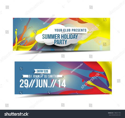 Set Summer Party Promotion Header Vector Stock Vector Royalty Free