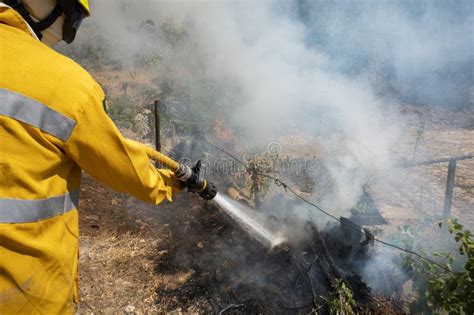Firefighter In Firefighting Stock Image Image Of Carrazeda Cloud