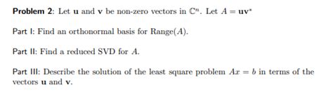 Solved Problem Let U And V Be Non Zero Vectors In Ch Let Chegg