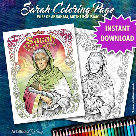 Printable Sarah Coloring Page From The Old Testament Black And White