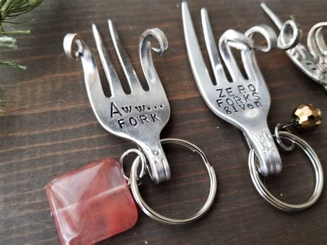 Fork Key Chain Stamped Fork Funny Valentine T Custom Key Etsy