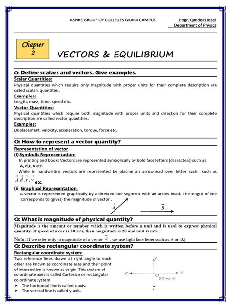Vectors And Equilibrium Explained Pdf Euclidean Vector Cartesian