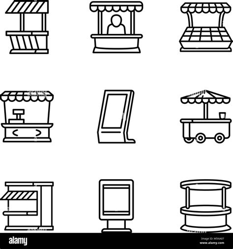 Street Kiosk Icon Set Outline Set Of 9 Street Kiosk Vector Icons For