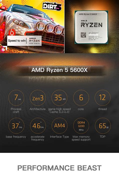 Amd Ryzen 5 5600x R5 5600x 37 Ghz Seis Núcleo Doze Linha 65w