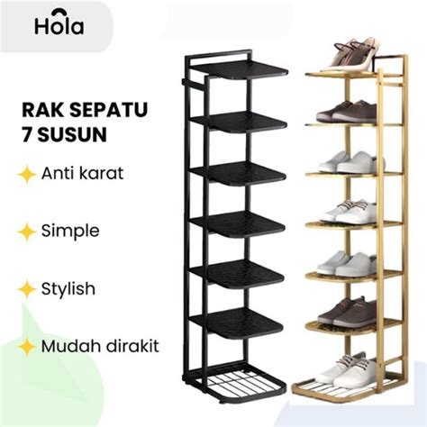 Jual Rak Sepatu Sendal Stainless Serbaguna Susun Anti Karat Kokoh