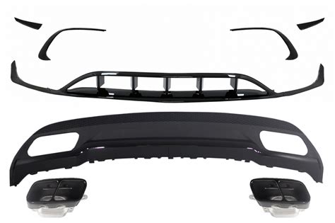 Rear Diffuser With Exhaust Tips Tailpipe With Splitters Fins Aero