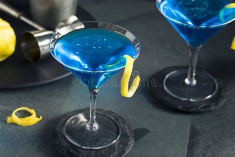 Refreshing Blue Martini Cocktail Stock Image Image Of Luxury Lemon