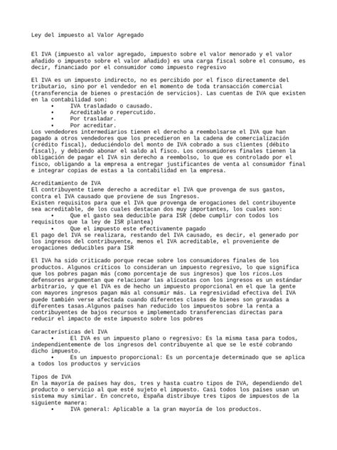 Ley Del Impuesto Al Valor Agregado Pdf Impuesto Al Valor Agregado