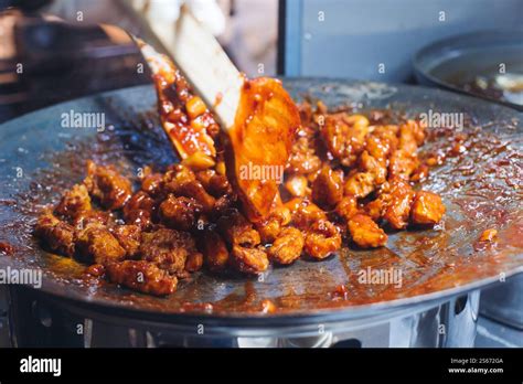 Korean Street Food Dakgangjeong Sweet Crispy Korean Fried Chicken