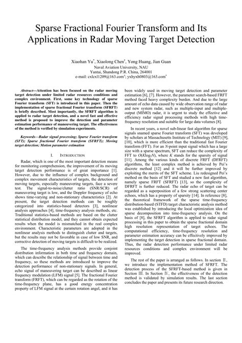 Pdf Sparse Fractional Fourier Transform And Its Applications In Radar