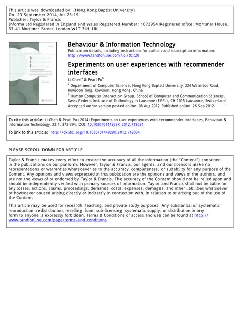 pdf experiments on user experiences with recommender interfaces