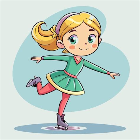 Girl Ice Skating Cartoon Vector Artwork Premium Ai Generated Vector