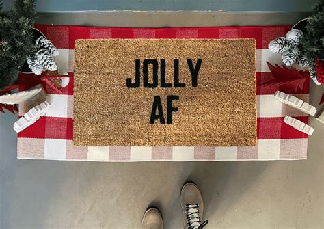 Jolly Af Funny Christmas Doormat Holiday Door Mats Porch Decor