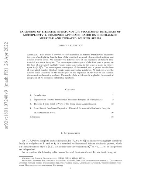 Pdf Expansion Of Iterated Stratonovich Stochastic Integrals Of Multiplicity 2 Combined