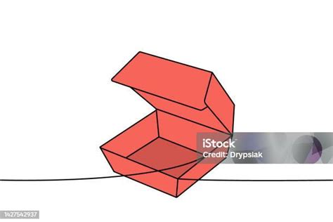 햄버거 골판지 상자 한 줄 색깔의 연속 도면 빈 골판지 상자 테이크 아웃 음식을위한 가방 연속 한 줄 다채로운 그림 0명에 대한 스톡 벡터 아트 및 기타 이미지 Istock