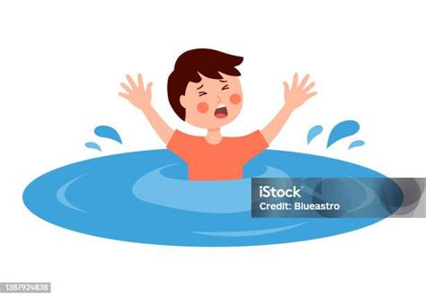 흰색 배경에 평평한 디자인으로 물에 가라 앉는 소년 아이 강에 대한 스톡 벡터 아트 및 기타 이미지 강 개수대 구조