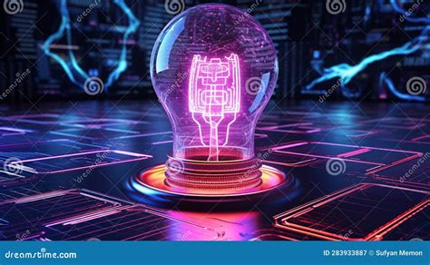 A Bulb Integrated On A Technology Background Idea Concept Thinking