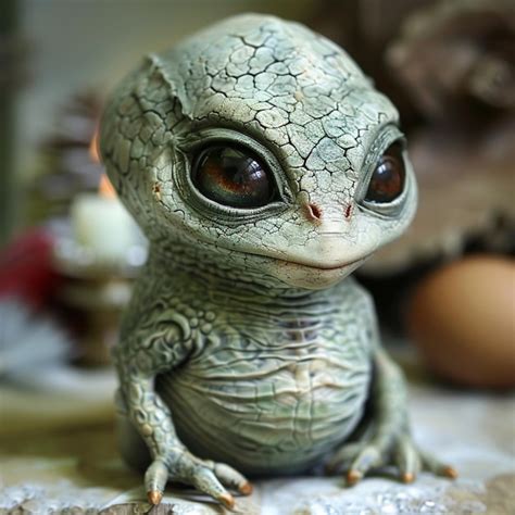 Premium Photo There Is A Small Alien Figurine Sitting On A Table