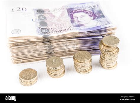Pound Sterling Bank Notes Cash And Money On Isolated White Background