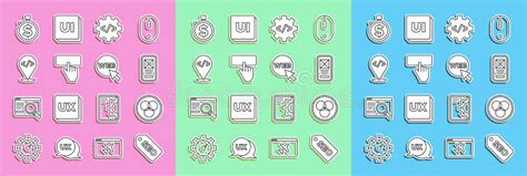 Set Line Seo Optimization Rgb And Cmyk Color Mixing Ui Ux Design