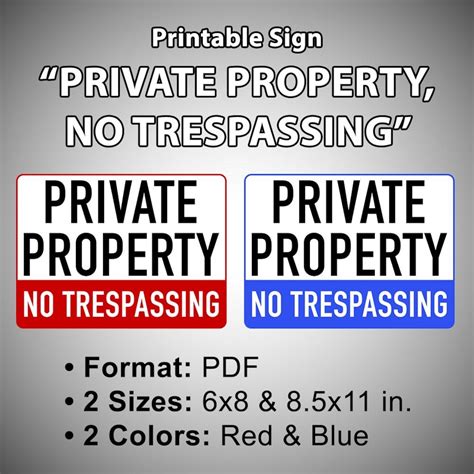 Printable Sign No Trespassing Digital File Etsy