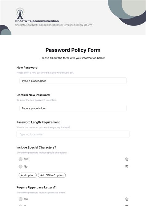 Free Password Policy Form Template To Edit Online