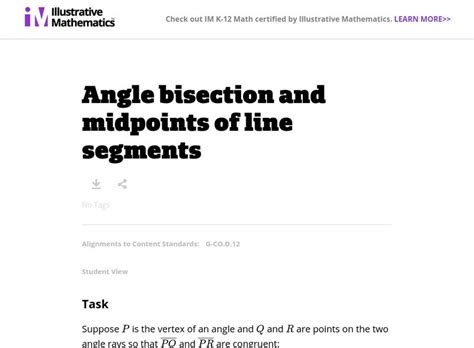 illustrative mathematics g co angle bisection and midpoints of line