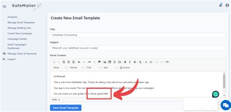 Create A New Email Template Safemailer