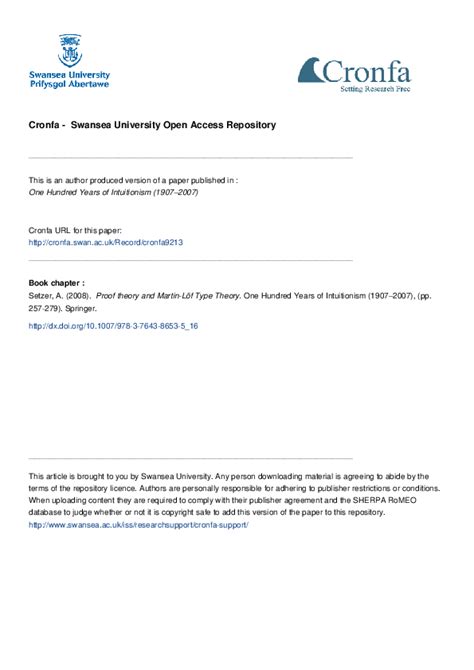 Pdf Proof Theory And Martin Löf Type Theory