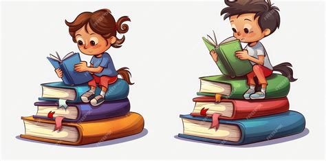 Esta Caricatura Muestra A Un Niño Feliz Leyendo Un Libro De La