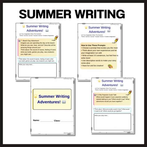Summer Writing Prompts Creative Journal Activities For Summer Vacation