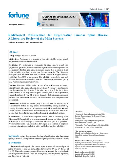 Pdf Radiological Classification For Degenerative Lumbar Spine Disease