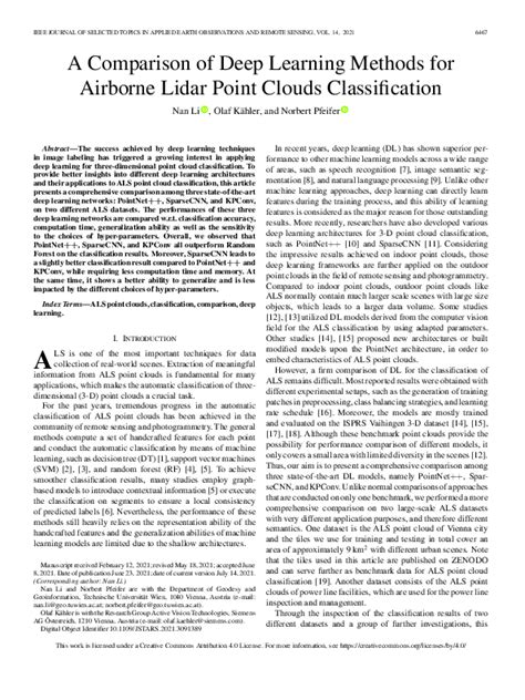Pdf A Comparison Of Deep Learning Methods For Airborne Lidar Point Clouds Classification