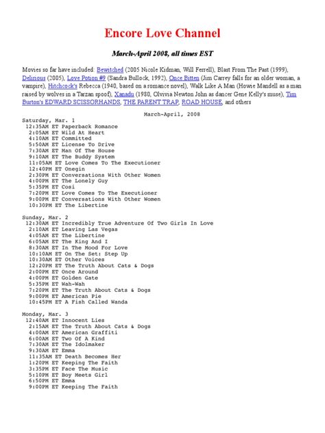 Encore Love March April 2008 Pdf Entertainment General