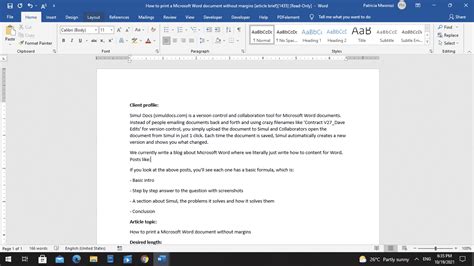 How To Print A Microsoft Word Document Without Margins