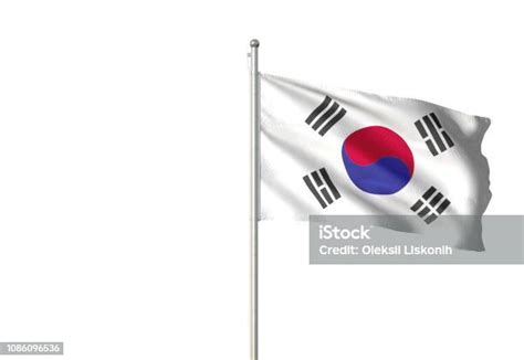 한국흰색 배경에 고립 된 한국 깃발을 흔들며 공단에 대한 스톡 사진 및 기타 이미지 공단 공휴일 국가 지리적 지역