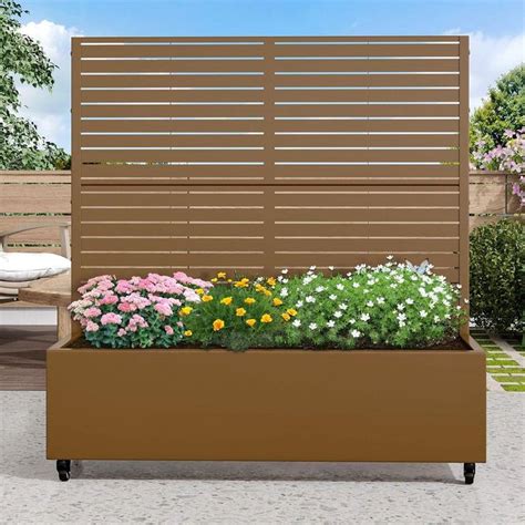 Pexfix 47 In H X 47 In W Rectanglar Brown Outdoor Metal Privacy