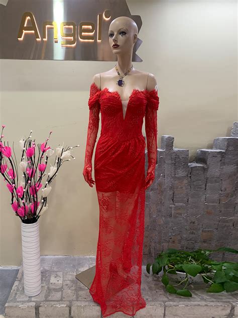 Off Shoulder Long Sleeve Lace Backless Maxi Bodycon Dress Ht891